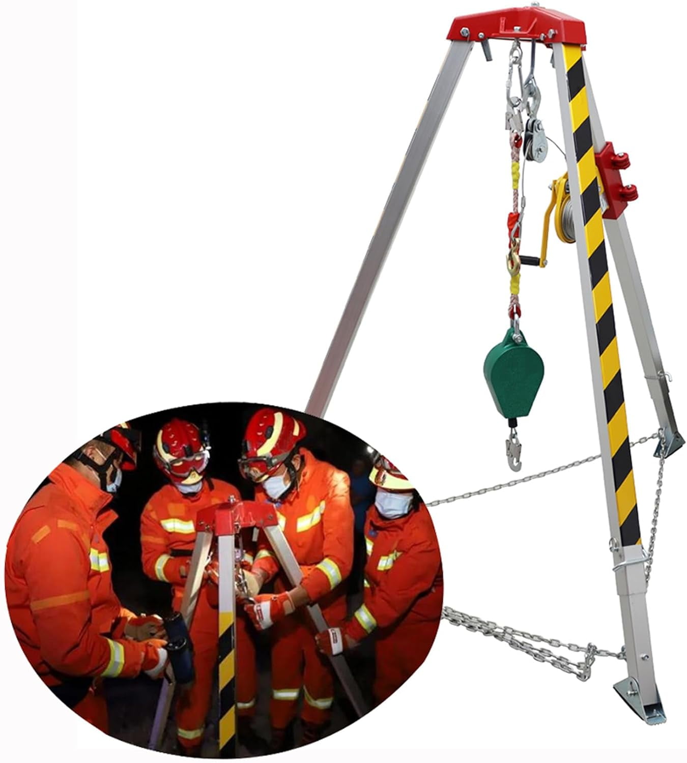 Aluminum Alloy Confined Space Tripod Kit Emergency Rescue Belt 10M Anti ...