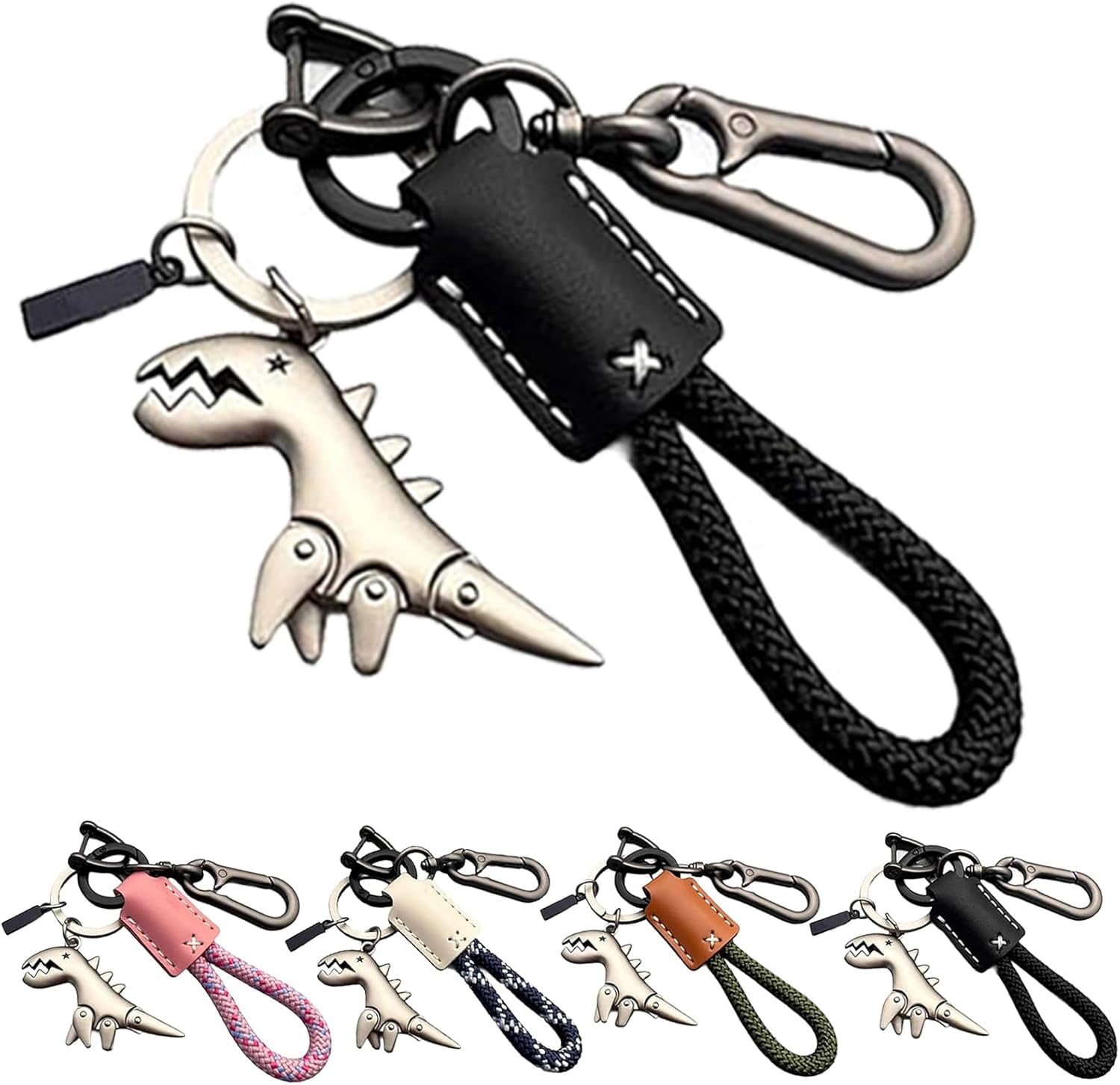 Aluminum Alloy Dinosaur Charm Paired with a Hand-Woven Bracelet ...