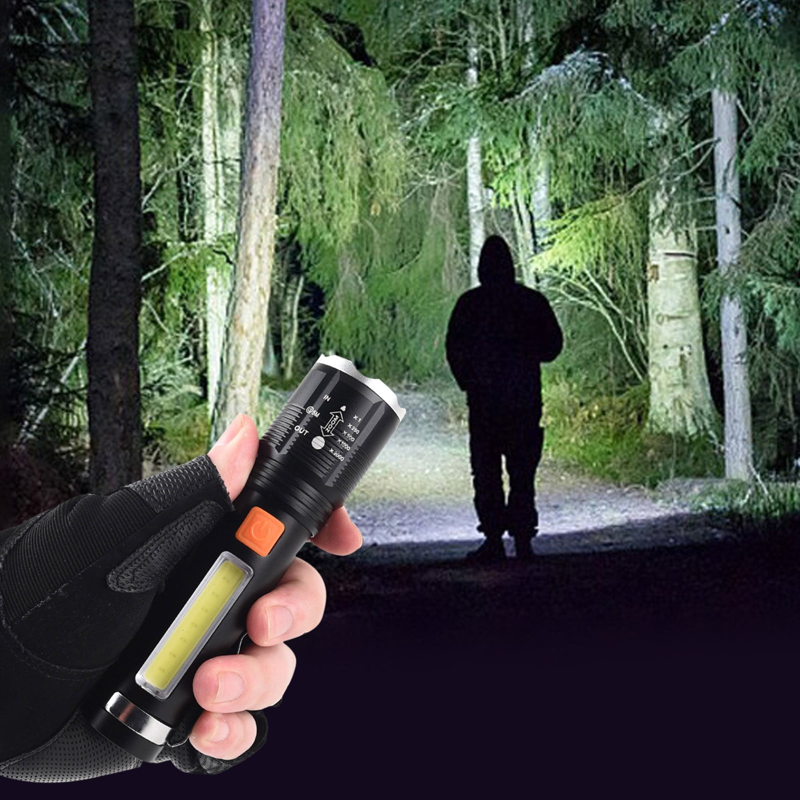 Aluminum Alloy Flashlight, USB Rechargeable LED Torch, Telescopic ...