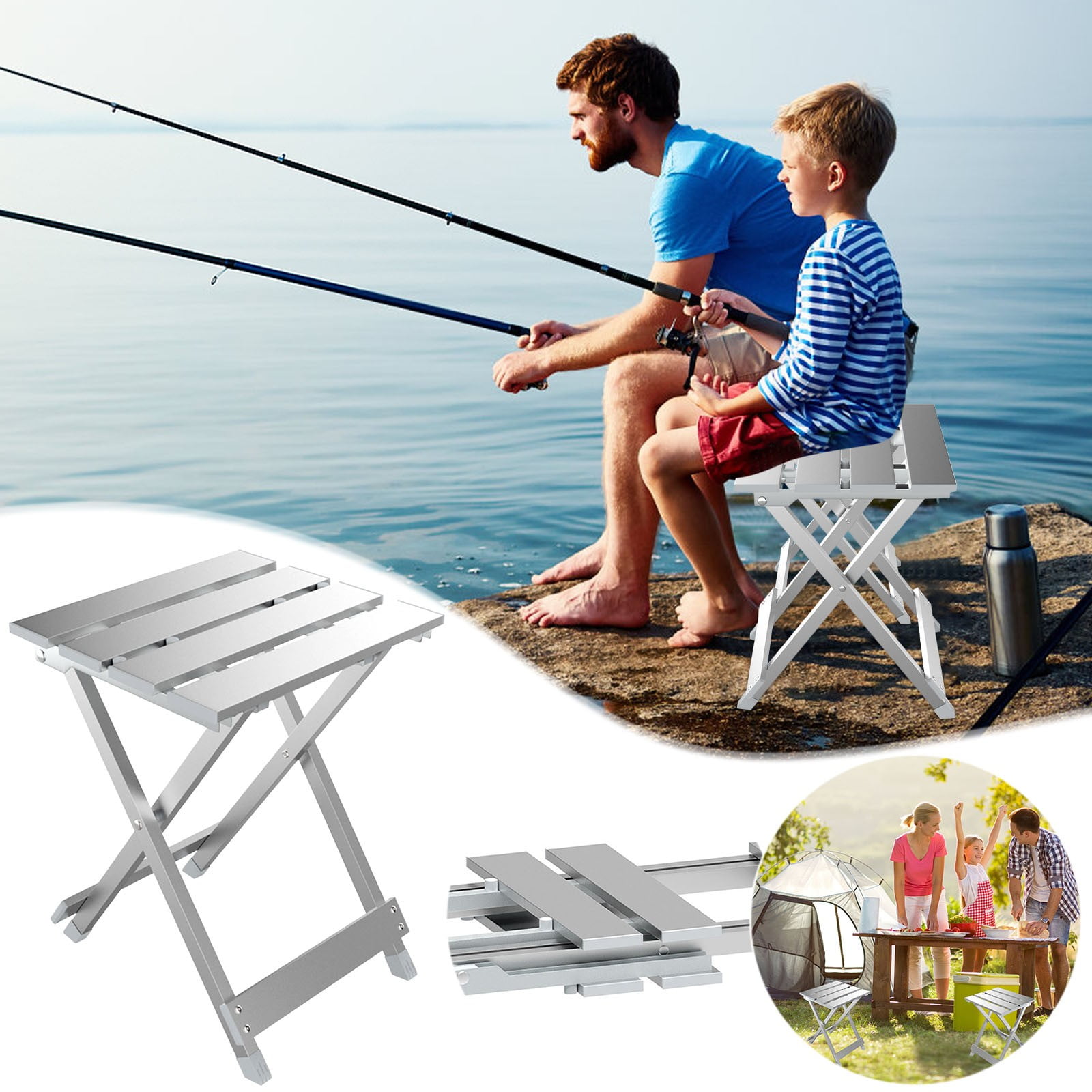 Aluminum Alloy Folding Chairs, 11x10x15inch Multi-Purpose Camping Stool ...