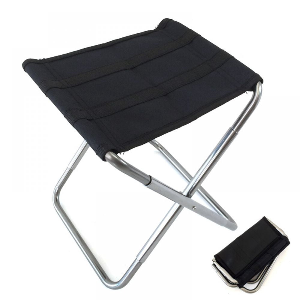 Aluminum Alloy Fully Folding Stool Gun Color (Black Cloth Surface ...