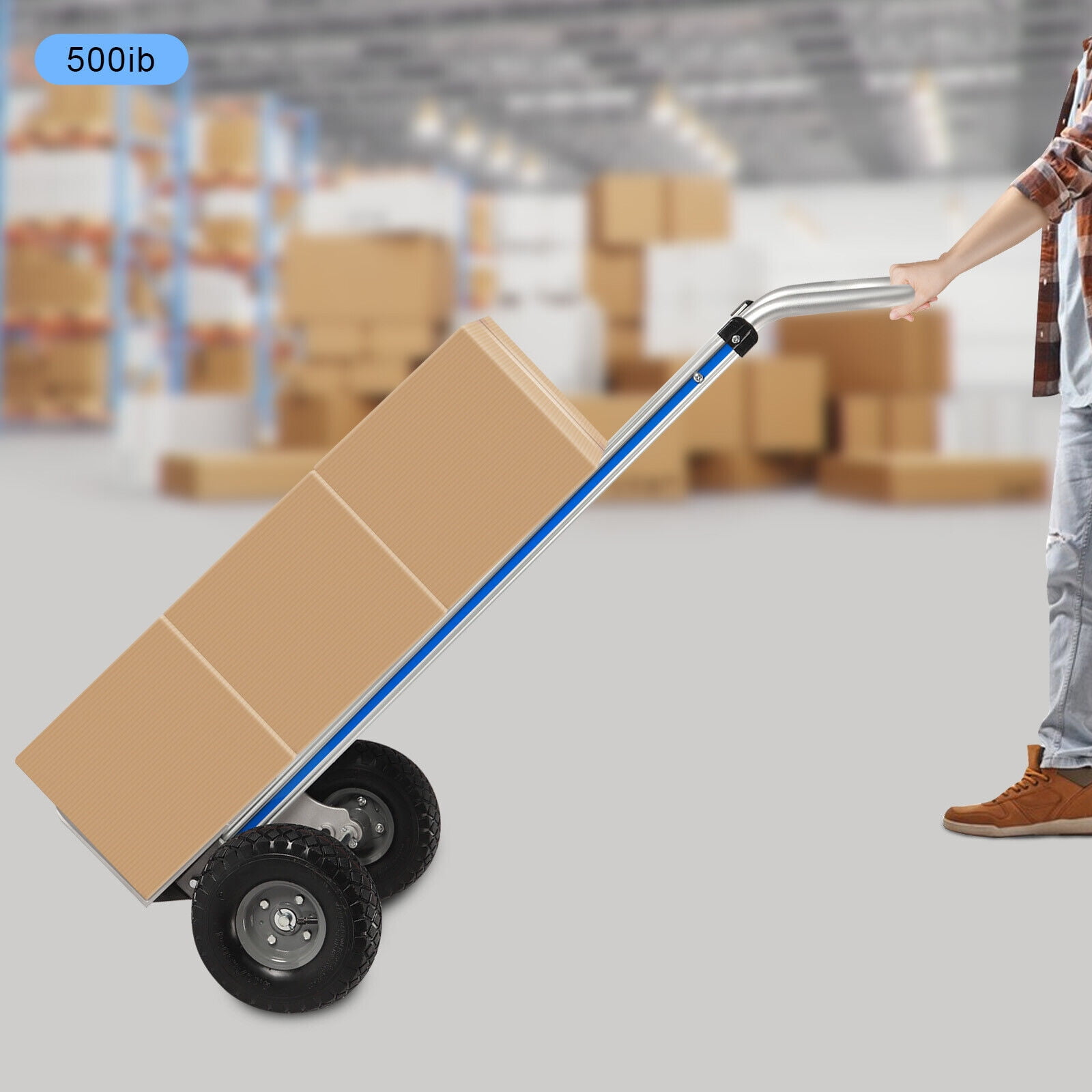 Aluminum Alloy Hand Truck Cart Heavy Duty Dolly W/ Rubber Wheels 500lbs ...
