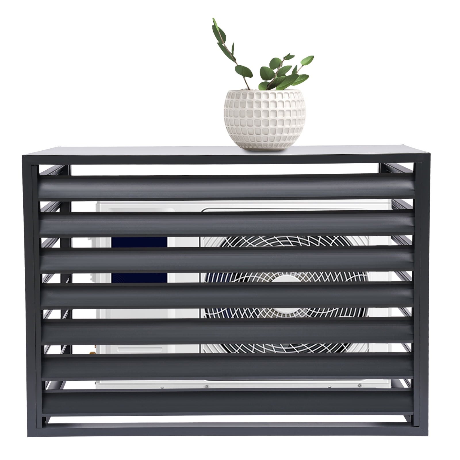 Aluminum Alloy & Iron AC Fence Screen, 4 Panels Outdoor Privacy Fence ...