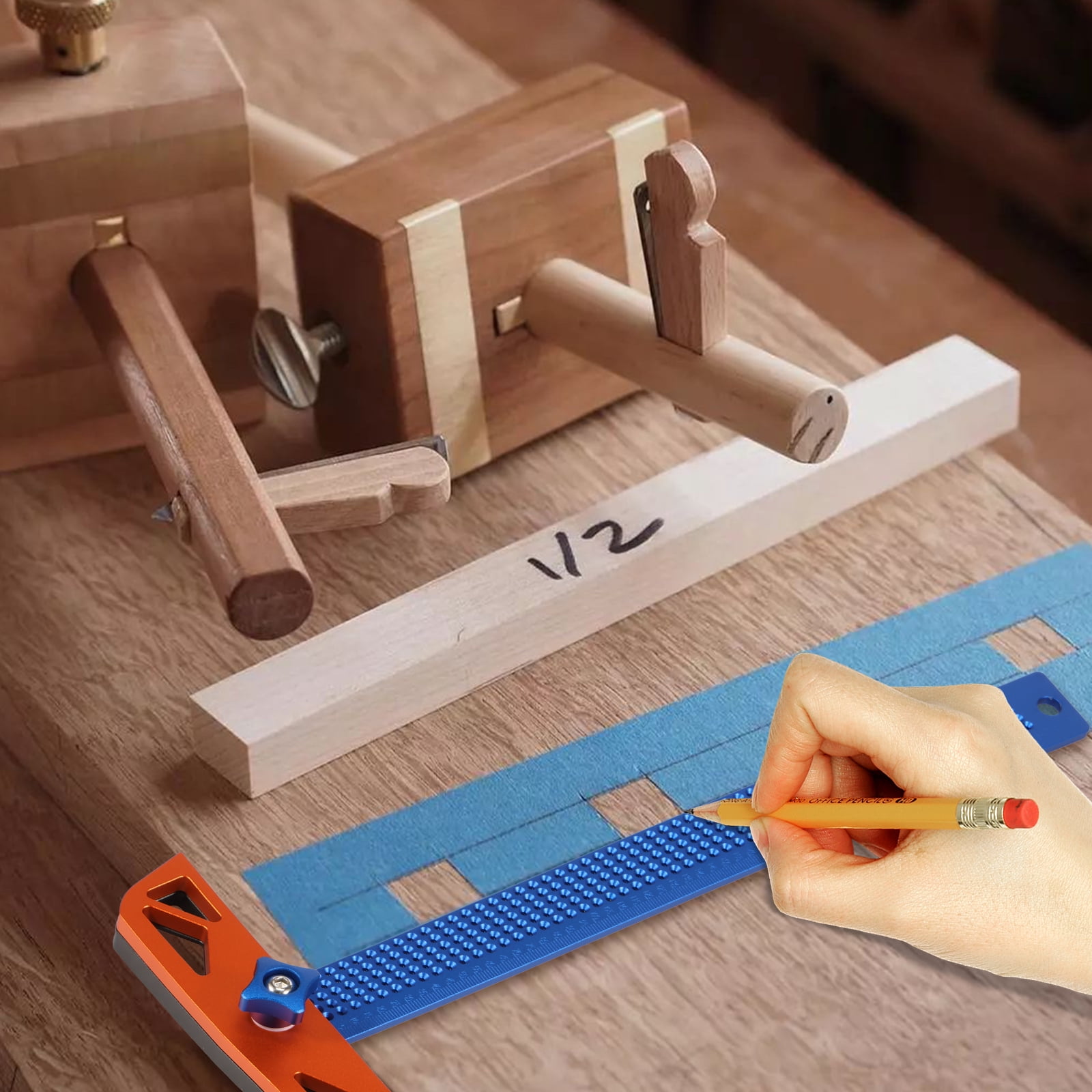 Aluminum Alloy Marking T Square Ruler for Workshop Adjustable Angle Woodworking Scriber Wear ...