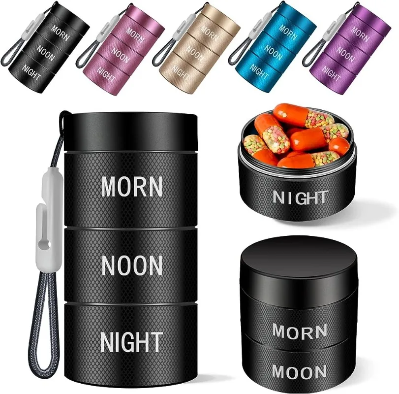 Aluminum Alloy Medicine Box Metal Pill Organizer Stackable Waterproof ...