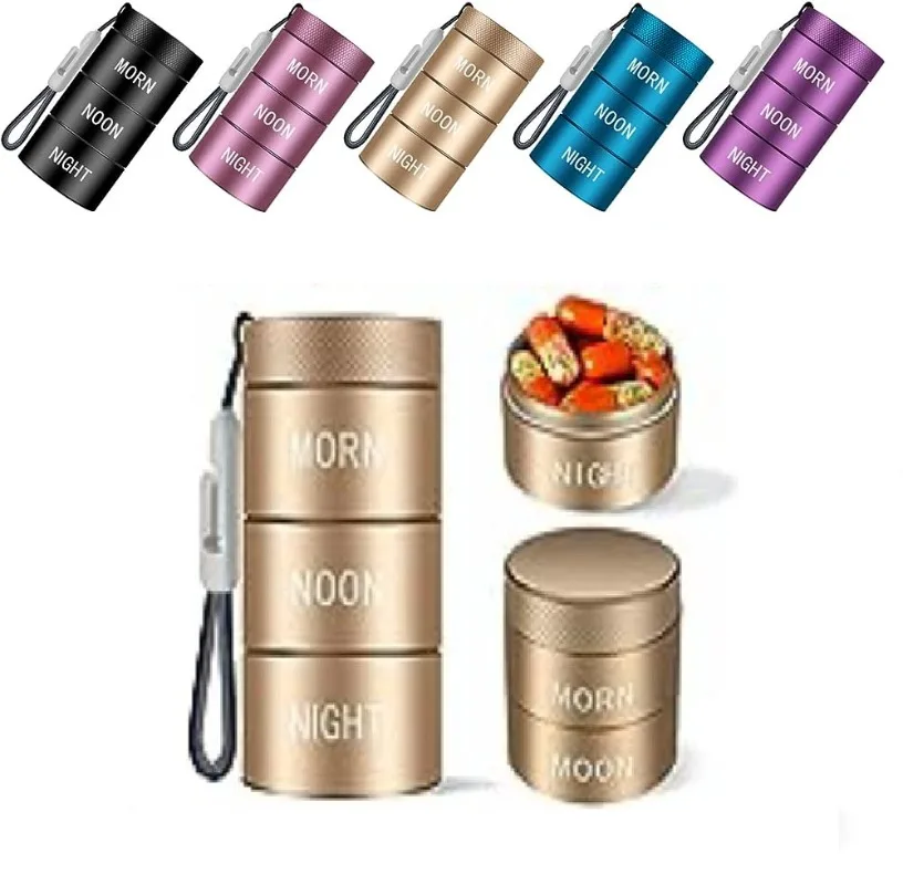 Aluminum Alloy Medicine Box Metal Pill Organizer Stackable Waterproof ...