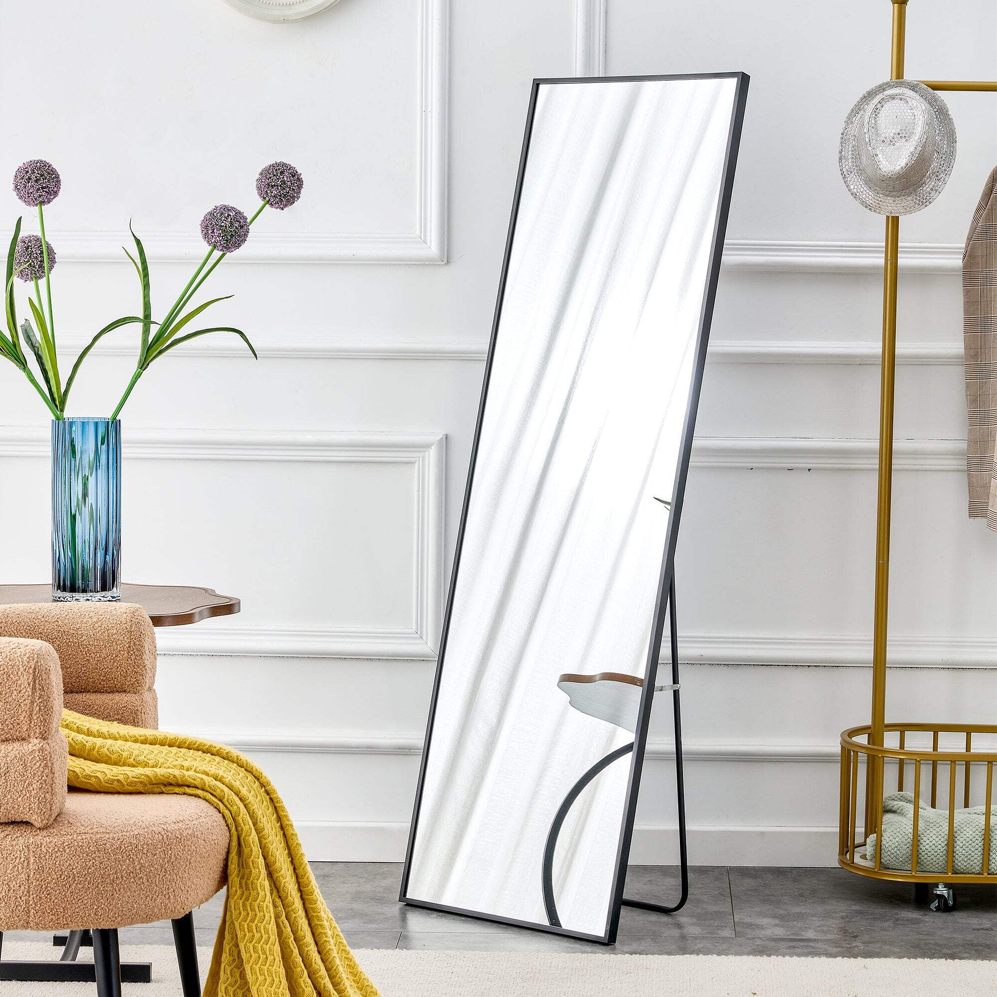 Aluminum Alloy Metal Frame Wall Mounted Full Length Mirror, Bathroom ...