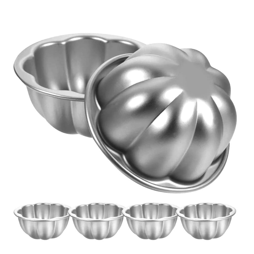 Aluminum Alloy Mini Cake Molds Set of 6 Non-Stick Plum Blossom Shaped Baking Cups for Pudding ...