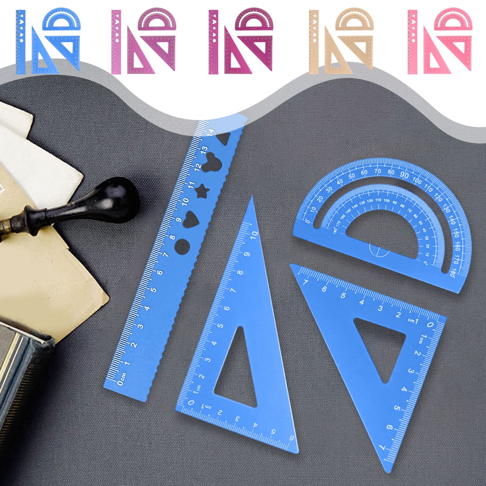 Aluminum Alloy Multifunction Drawing Ruler Set | 15cm Straight ...