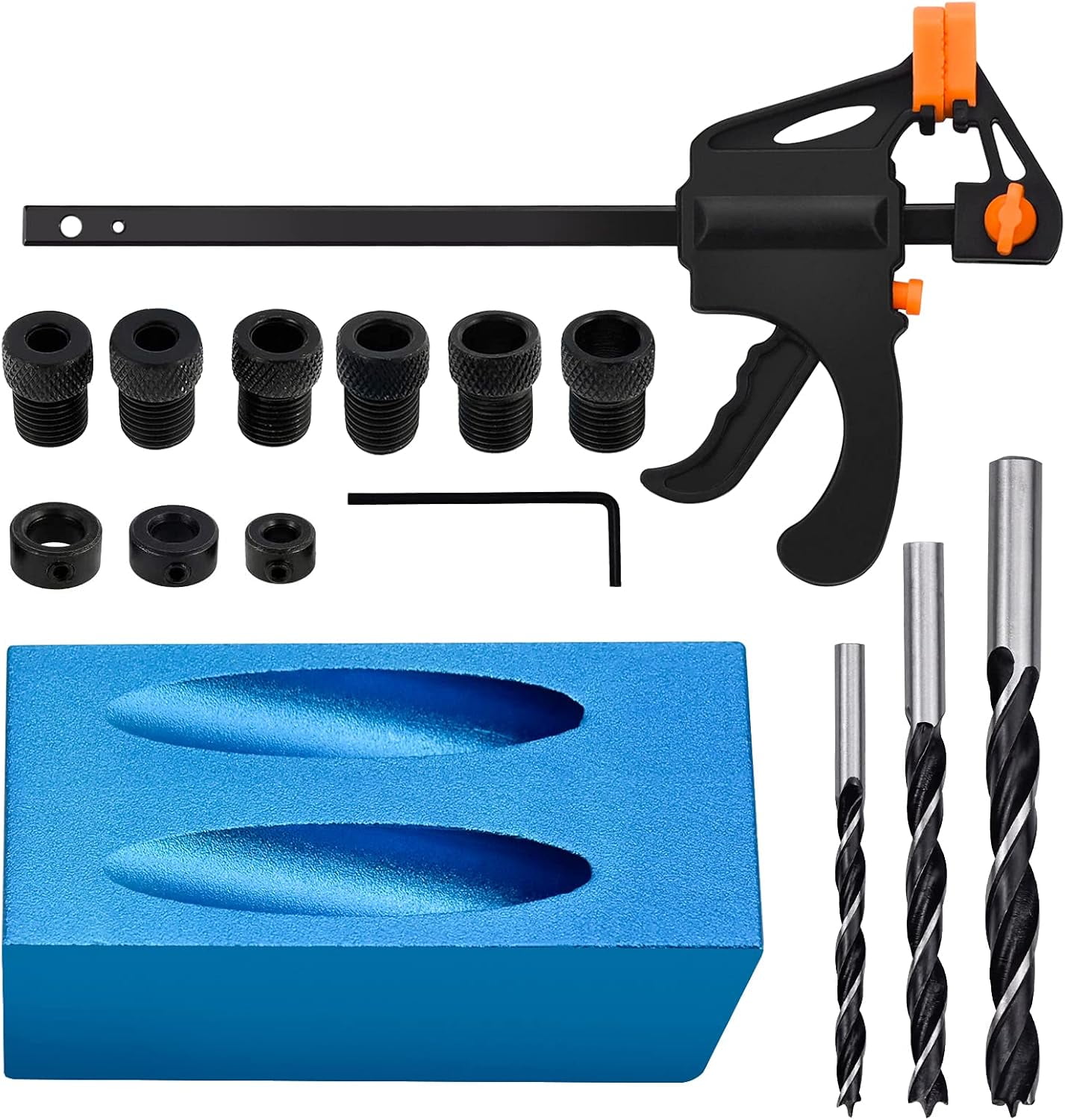 Aluminum Alloy Pocket Hole Jig, 15 Degree Dowel Drill Joinery Kit for ...