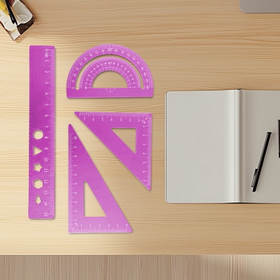 Aluminum Alloy Ruler Set | 4-Piece Metal Drawing & Drafting Tools with ...