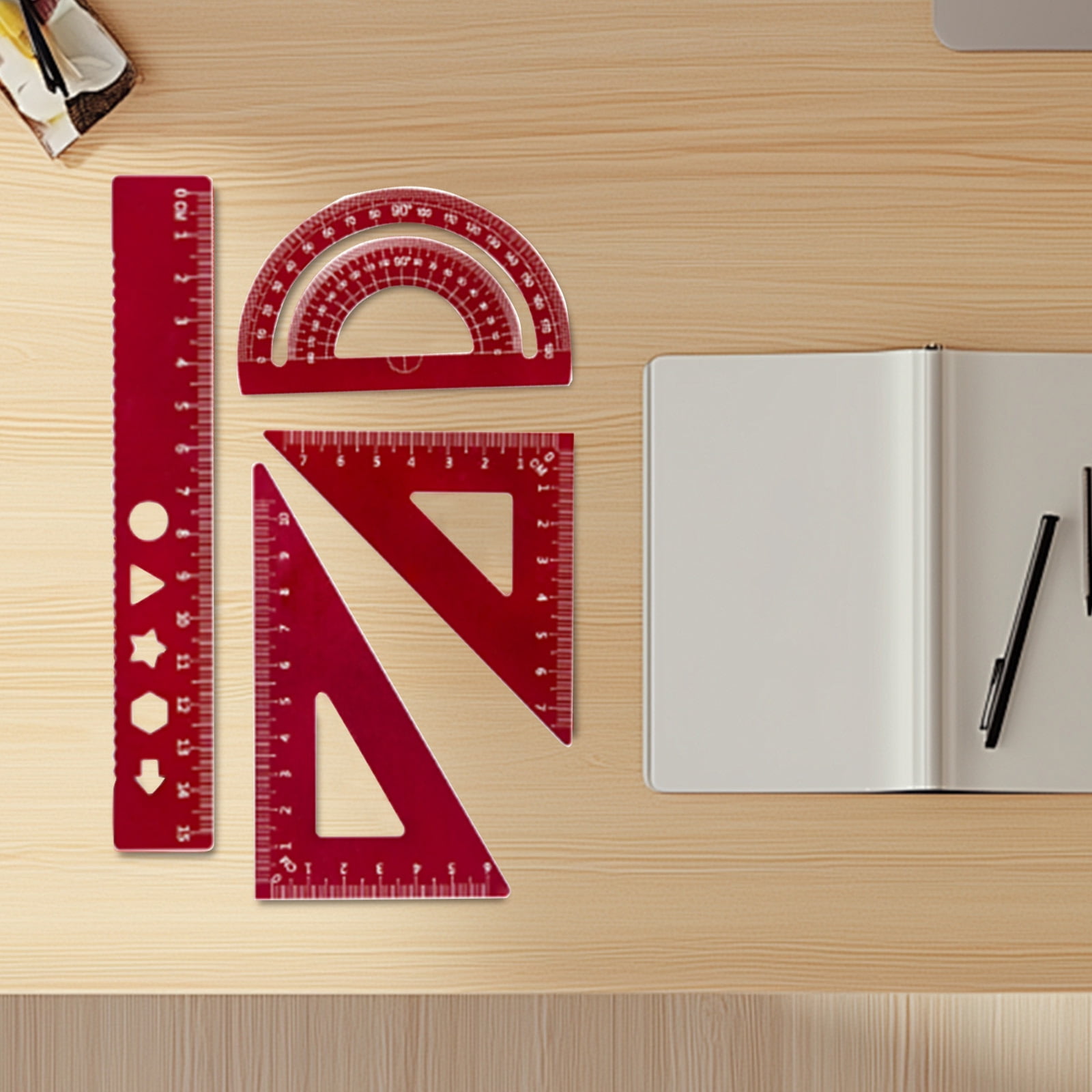 Aluminum Alloy Ruler Set 4pcs | 15cm Straight, Protractor, 2 Triangular ...