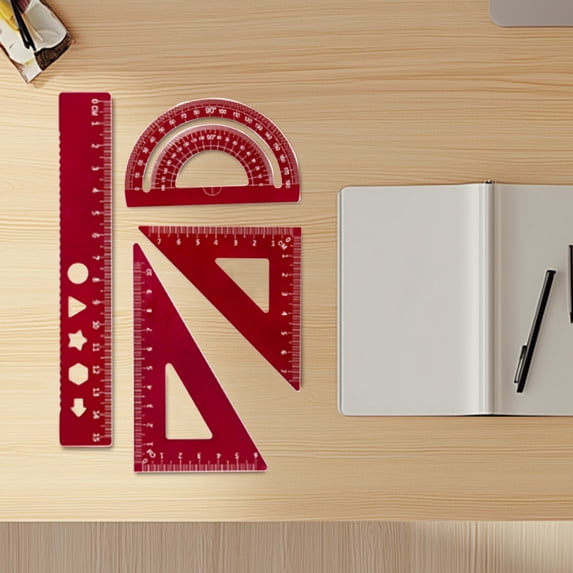 Aluminum Alloy Ruler Set 4pcs | 15cm Straight, Protractor, 2 Triangular ...