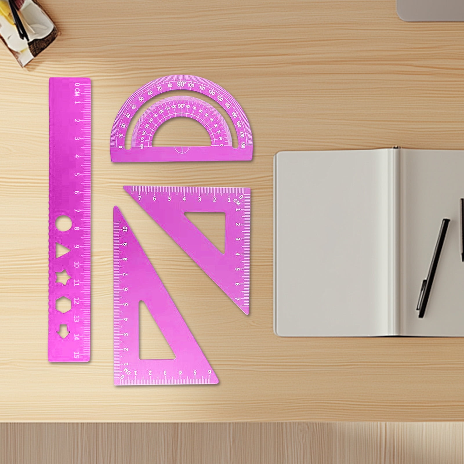 Aluminum Alloy Ruler Set, Drawing Tools, 4-Piece Geometry Ruler Set ...