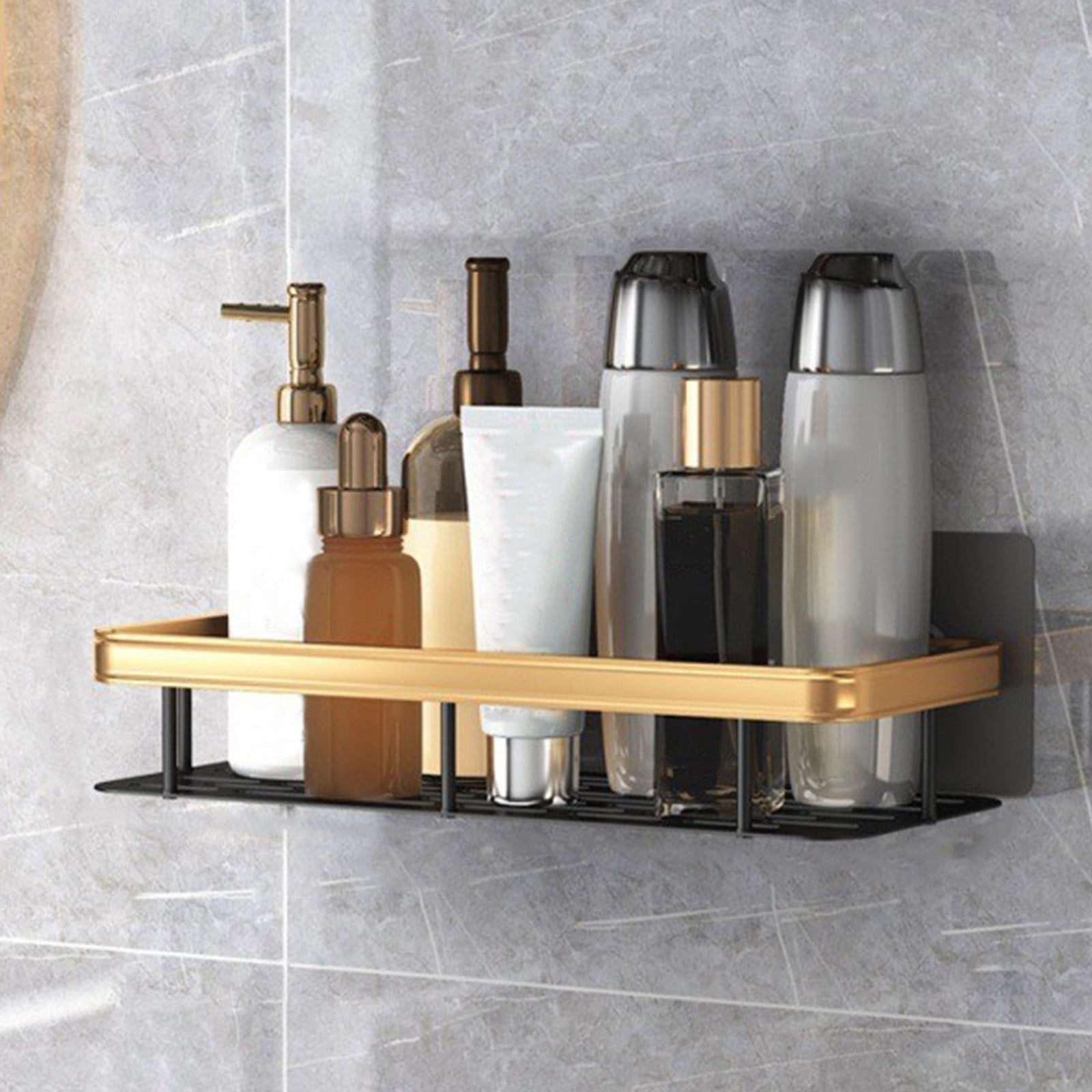 Aluminum Alloy Shower Caddy Rack | Self Adhesive Bathroom Wall Shelf ...