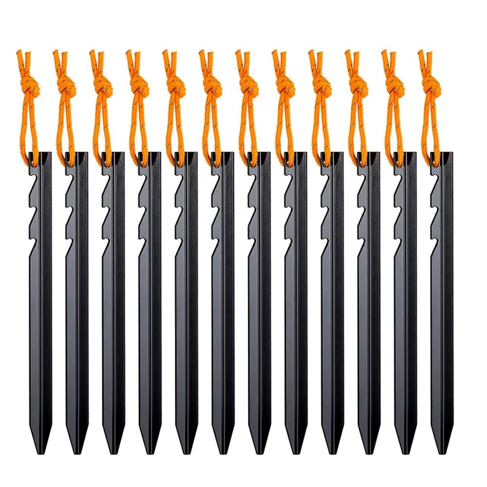 Aluminum Alloy Tent Stakes Pegs, 12-Pack Aluminum Ground Pegs with ...