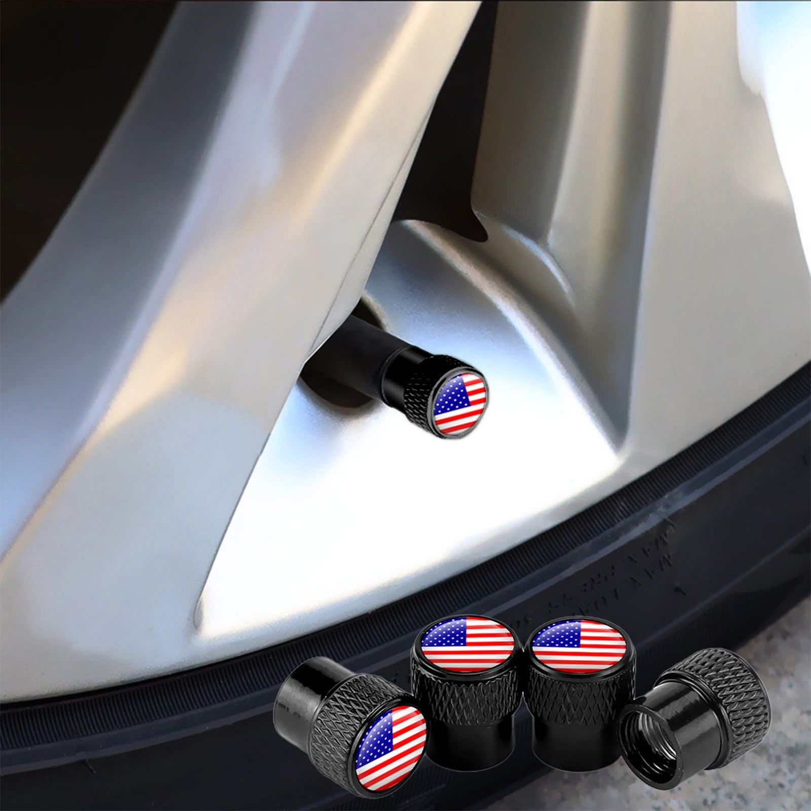 Aluminum Alloy Tire Valve Stem Caps - Set of 4 Decorative Wheel Valve ...