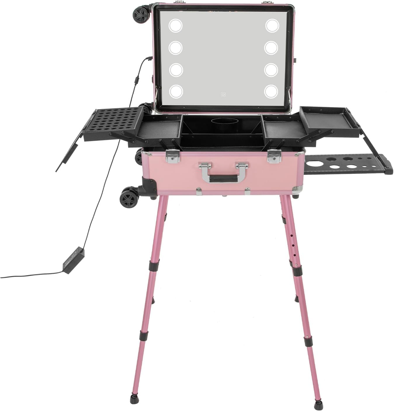 Aluminum Alloy Trolley Makeup Train Case, Rolling Cosmetic Organizer ...