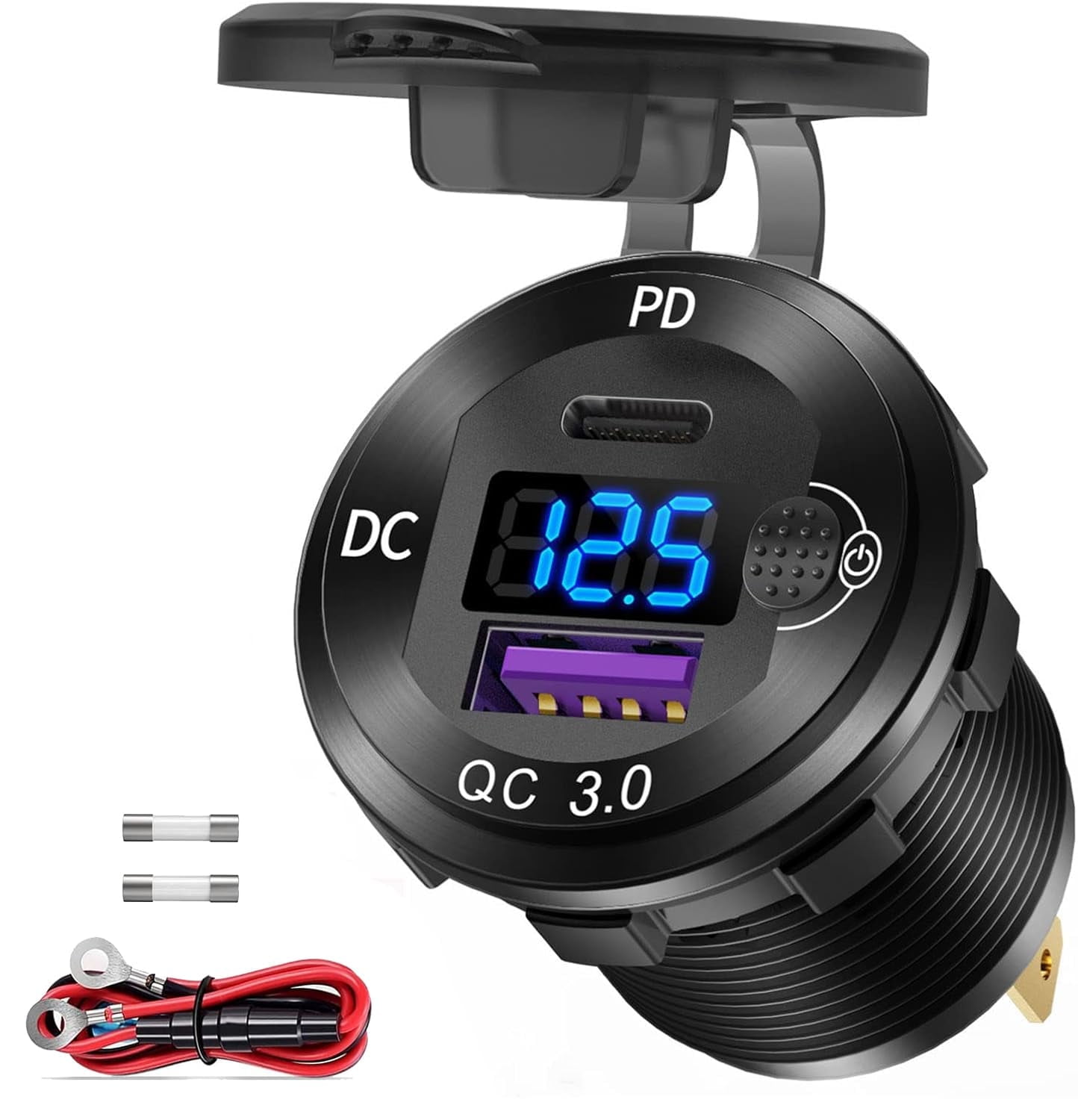 Aluminum Alloy USB C Car Charger Socket,12V USB C Outlet,PD 36W and ...