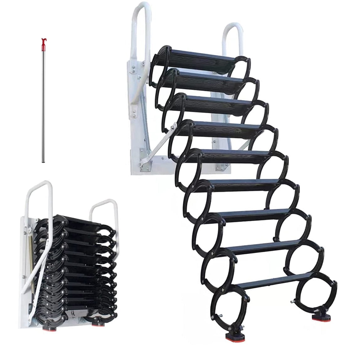 Aluminum Alloy Wall Mounted Folding Ladder 27.56 in x 27.56 in Pull ...