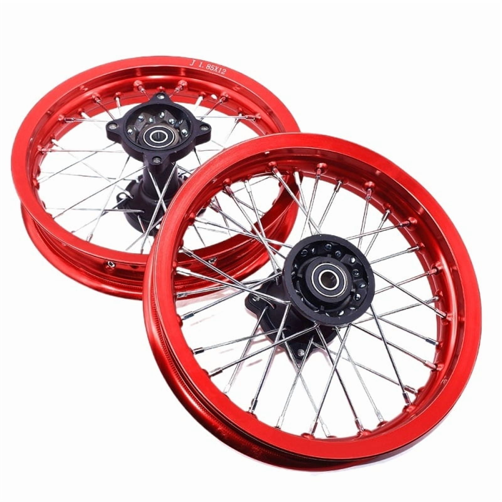 Applies to Aluminum Alloy Wheel Rims Black Hub 1.85x12 Inch Front & 1. ...