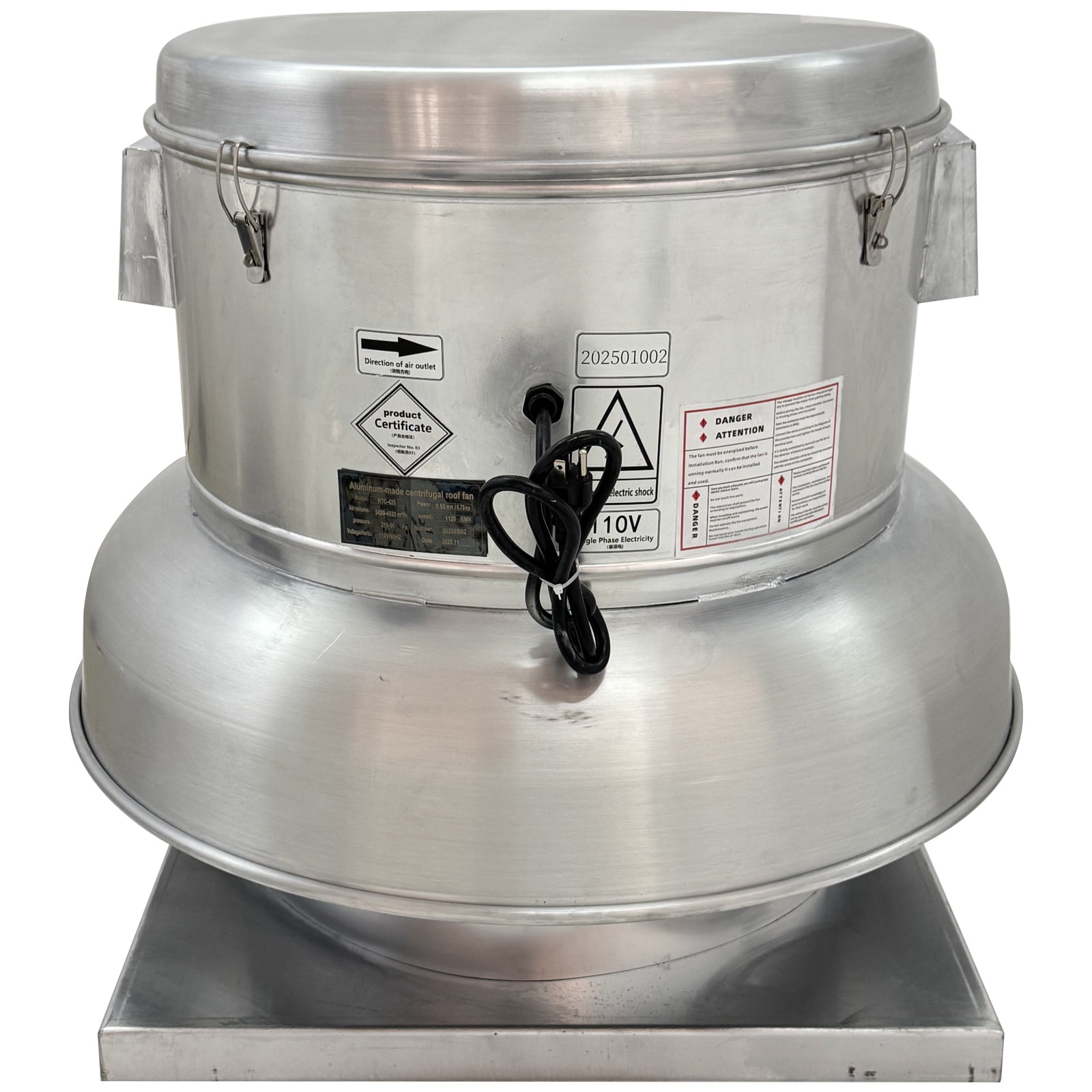 Aluminum Axial Down-blast Roof Ventilation Centrifugal Fan Direct Drive ...