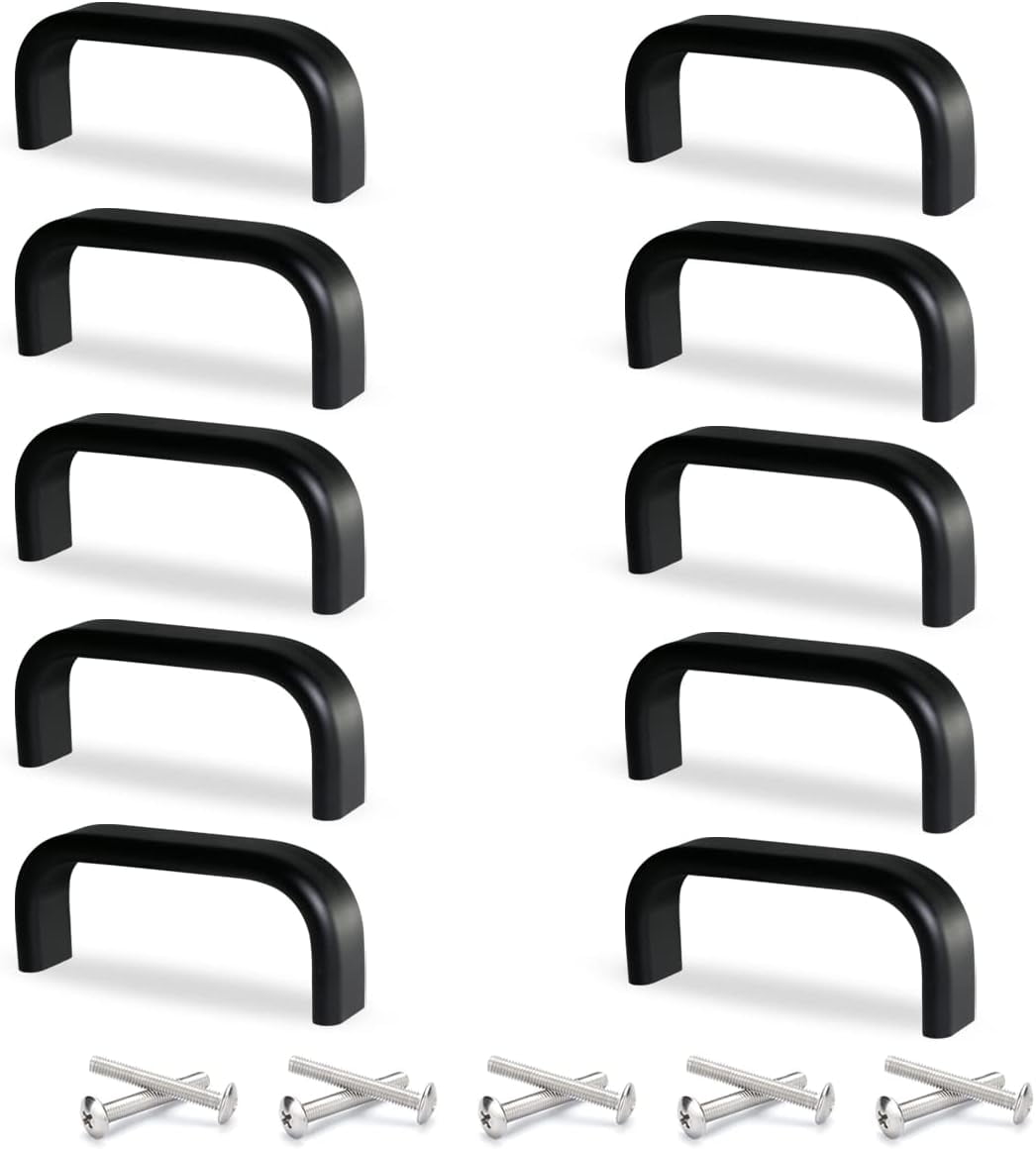 Aluminum Black Cabinet Handles. 10 Pack Arch Solid Kitchen Cabinet ...