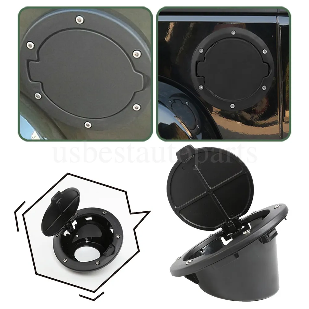 Aluminum Black Gas Fuel Cap Door Tank Cover For Jeep JK Wrangler 2007 ...