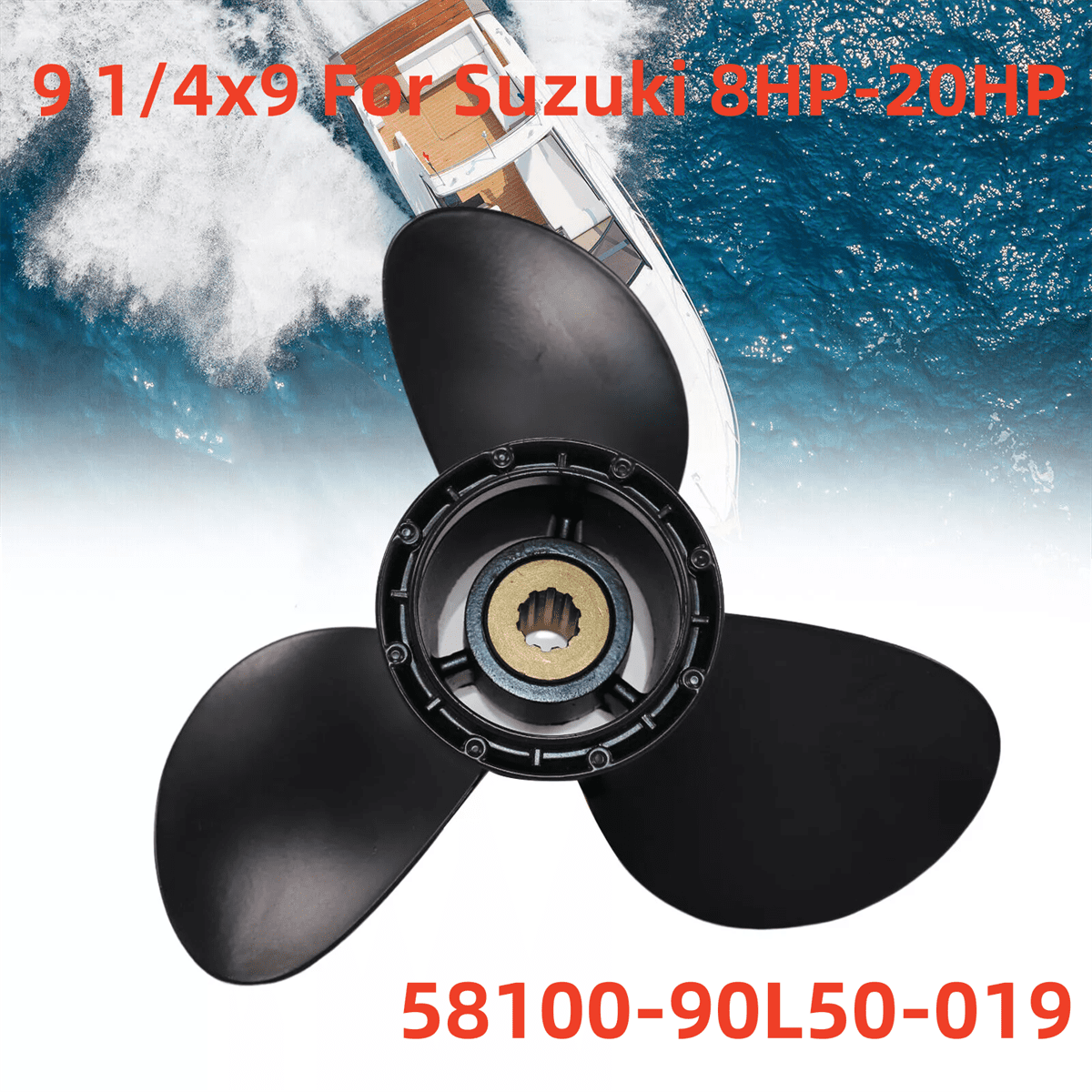 Aluminum Boat Propeller 9 1/4x9 For Suzuki Outboard Engine 8-20hp 10 ...