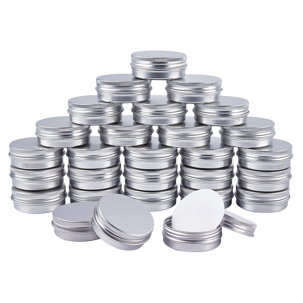 Aluminum Box with Screw Top Lid Round Platinum 5.5x2.1cm Inner diameter ...