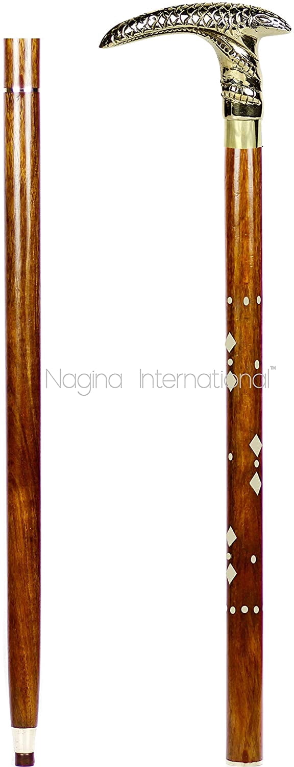 Aluminum & Brass Decorative Rosewood Walking Cane | Full Size Walking ...