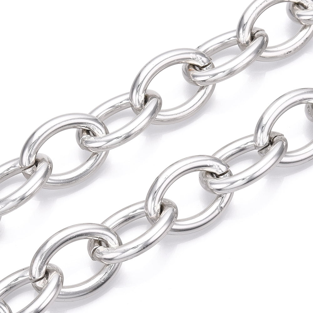 Aluminum Cable Chains Oval Link Chains Unwelded Platinum 27.5x19.5x4 ...