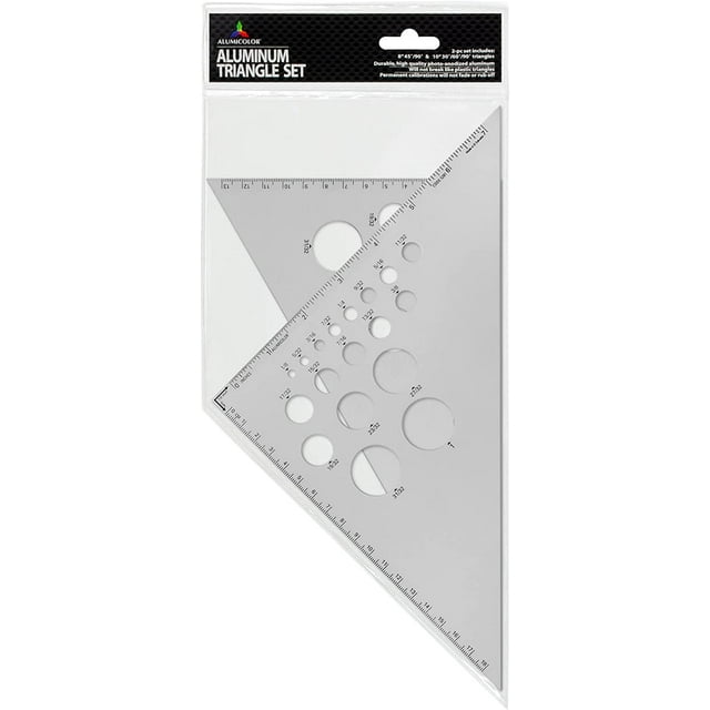 Aluminum Calibrated Drafting Triangle 2 Piece, 8 Inch & 10 Inch Set, 30 ...