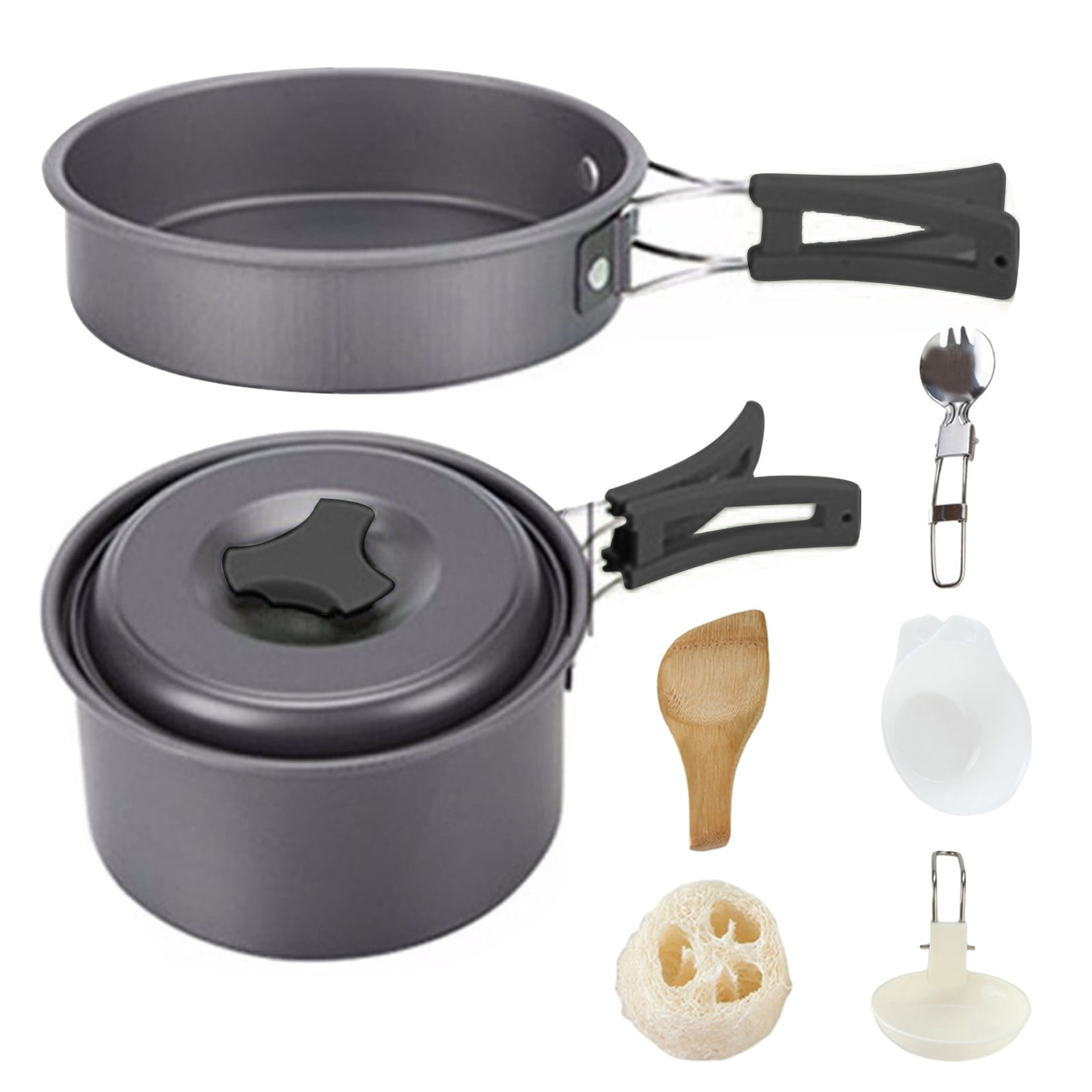 Aluminum Camping Cookware Set - Portable Outdoor Cooking Set for Hiking ...