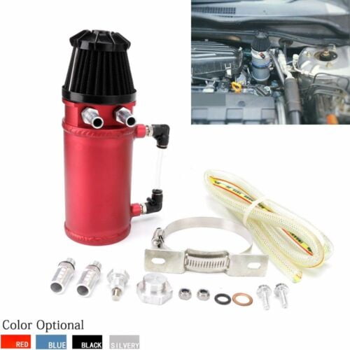 Aluminum Car Engine Oil Catch Tank Can Reservoir Breather Kit w/ Air ...