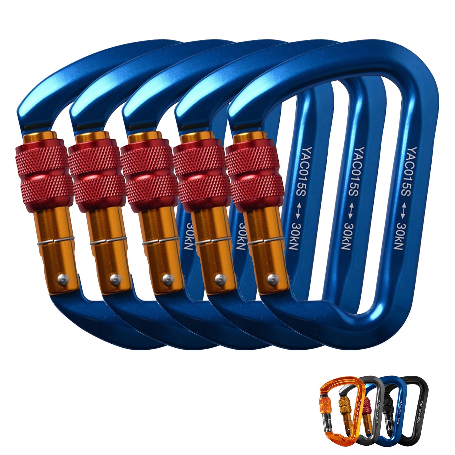 Aluminum Carabiner Clip, Heavy Duty Carabiners with Screw Gate 30kN D ...