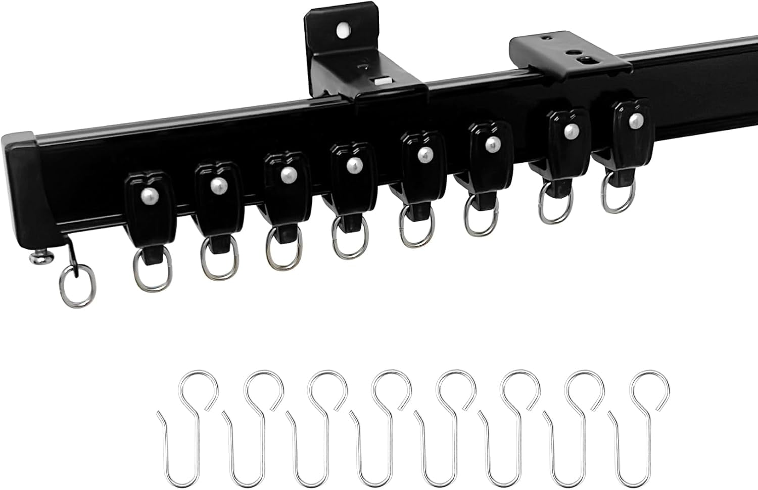 Aluminum Ceiling Curtain Track Set with Hooks Ceiling Mount and Wall ...