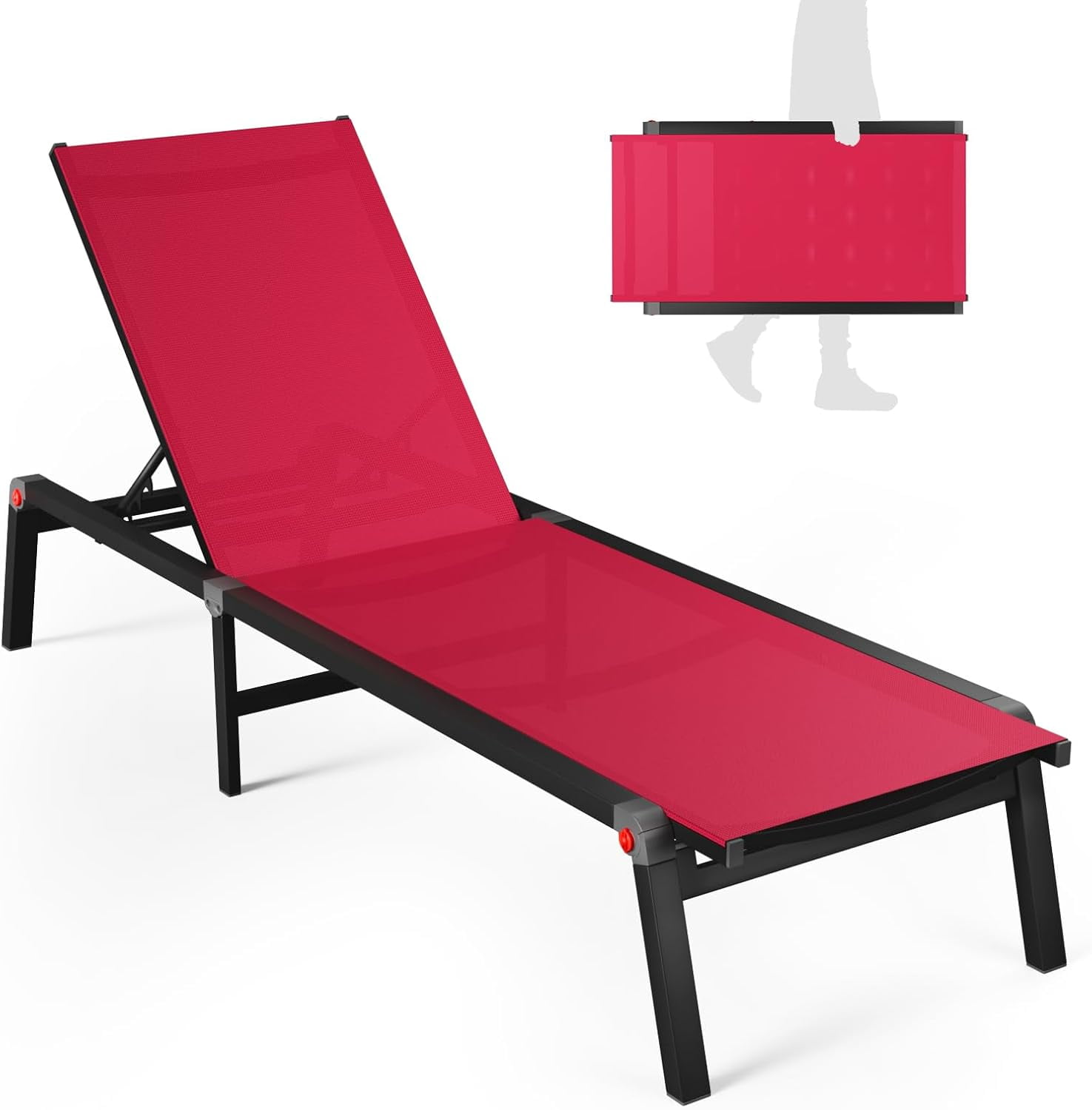 Aluminum Chaise Foldable Patio Lounge Chair Outdoor,Adjustable 5 ...