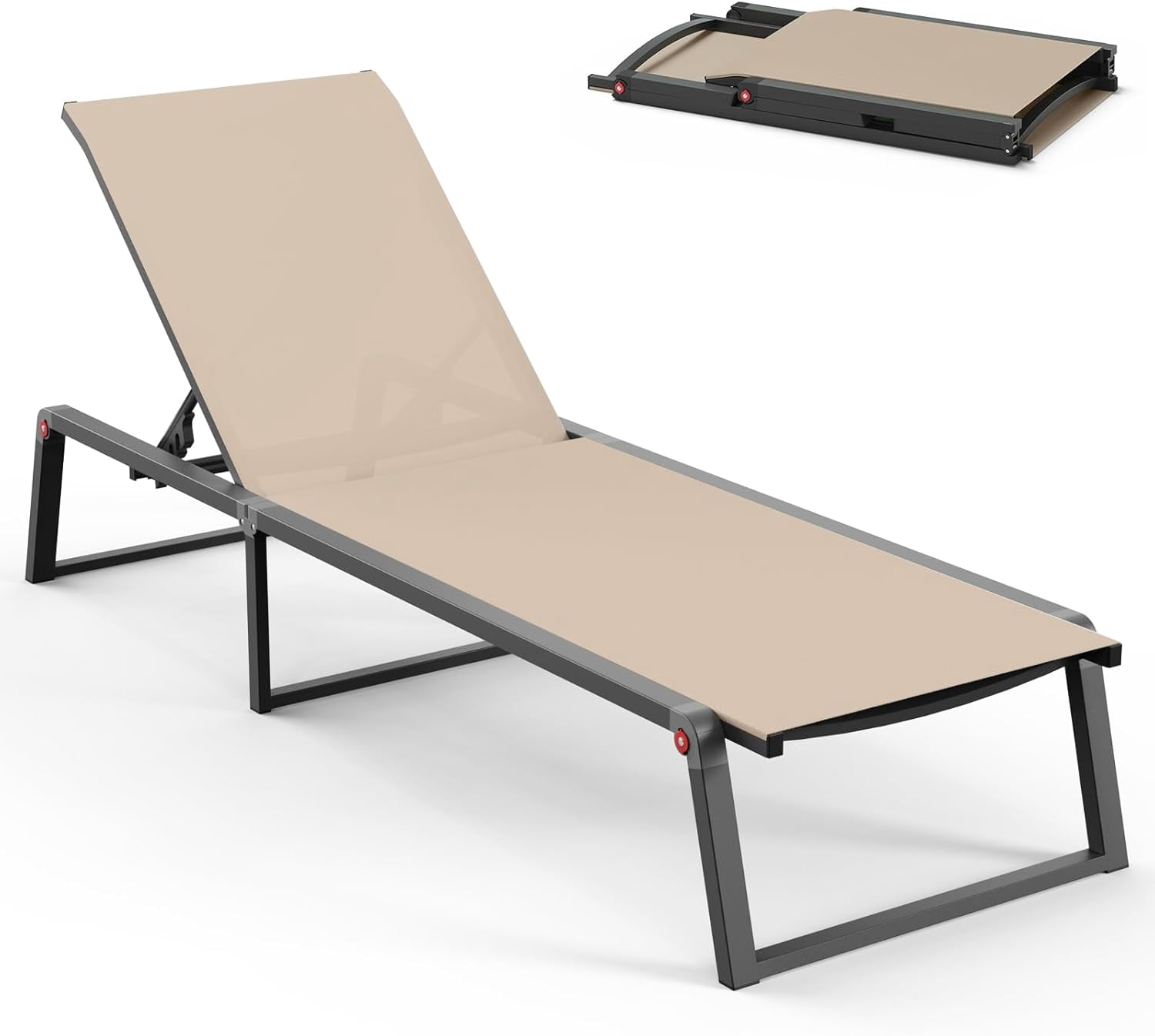 Aluminum Chaise Lounge Chair Outdoor, Foldable& No Assembly Patio Pool ...