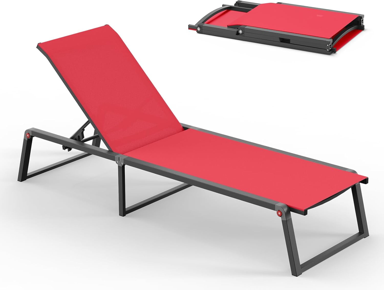 Aluminum Chaise Lounge Chair Outdoor Foldable & Assembly Patio Pool ...