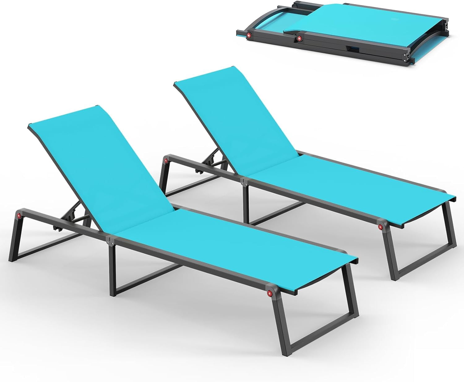 Aluminum Chaise Lounge Chair Outdoor Foldable & Assembly Patio Pool ...