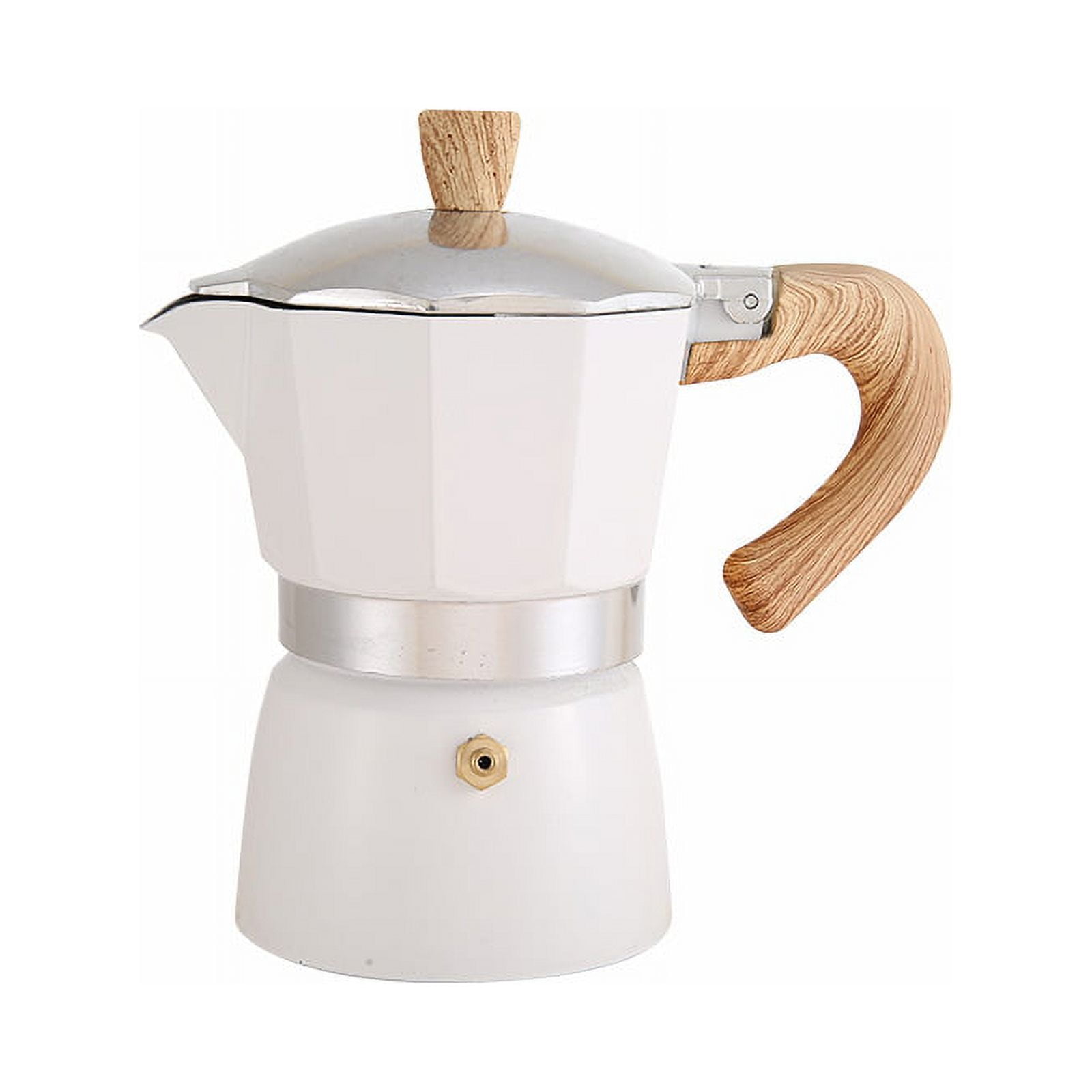 Aluminum Coffee Pot with Wood Grain Handle Moka Coffee Pot Outdoor ...