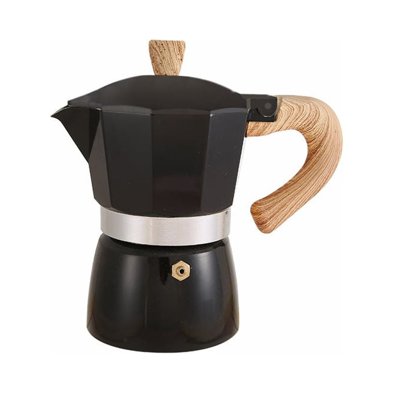 Aluminum Coffee Pot with Wood Grain Handle Moka Coffee Pot Outdoor ...
