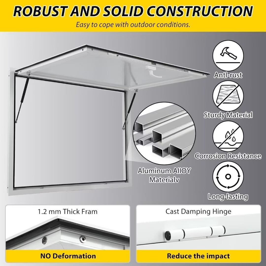 Aluminum Concession Stand Window | Spacious 48"W x 36"H | Weather-Proof with Hydraulic Lift ...