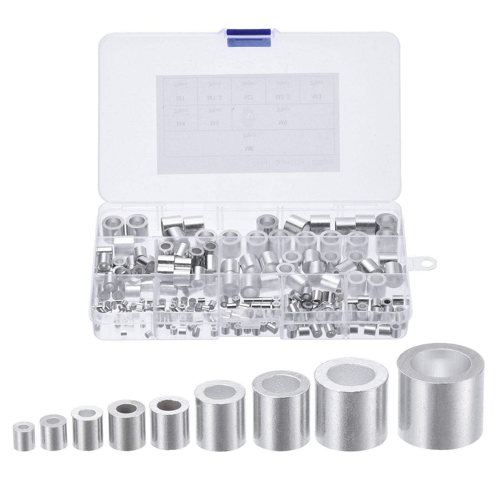 Aluminum Crimping Wire Rope Stop Sleeve 9 Size 3/64''-5/16" Round ...