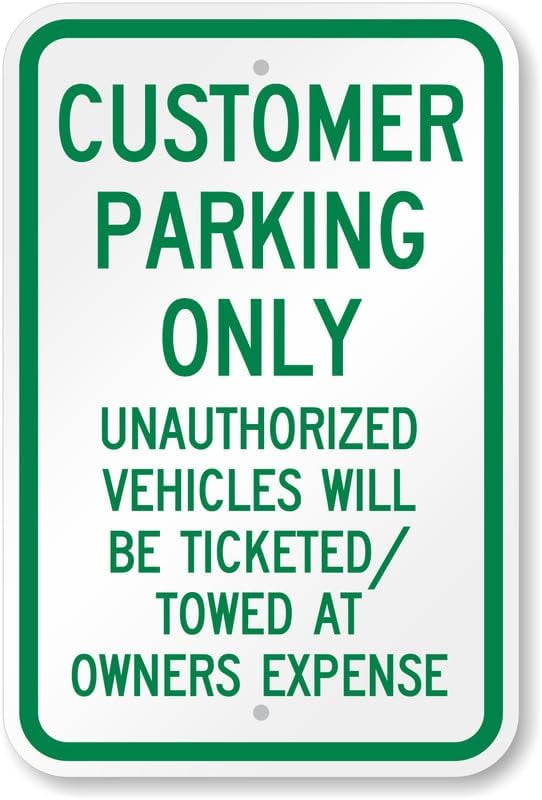 Aluminum Customer Parking Aluminum Weatherproof 8" x 12" Sign p00586 ...