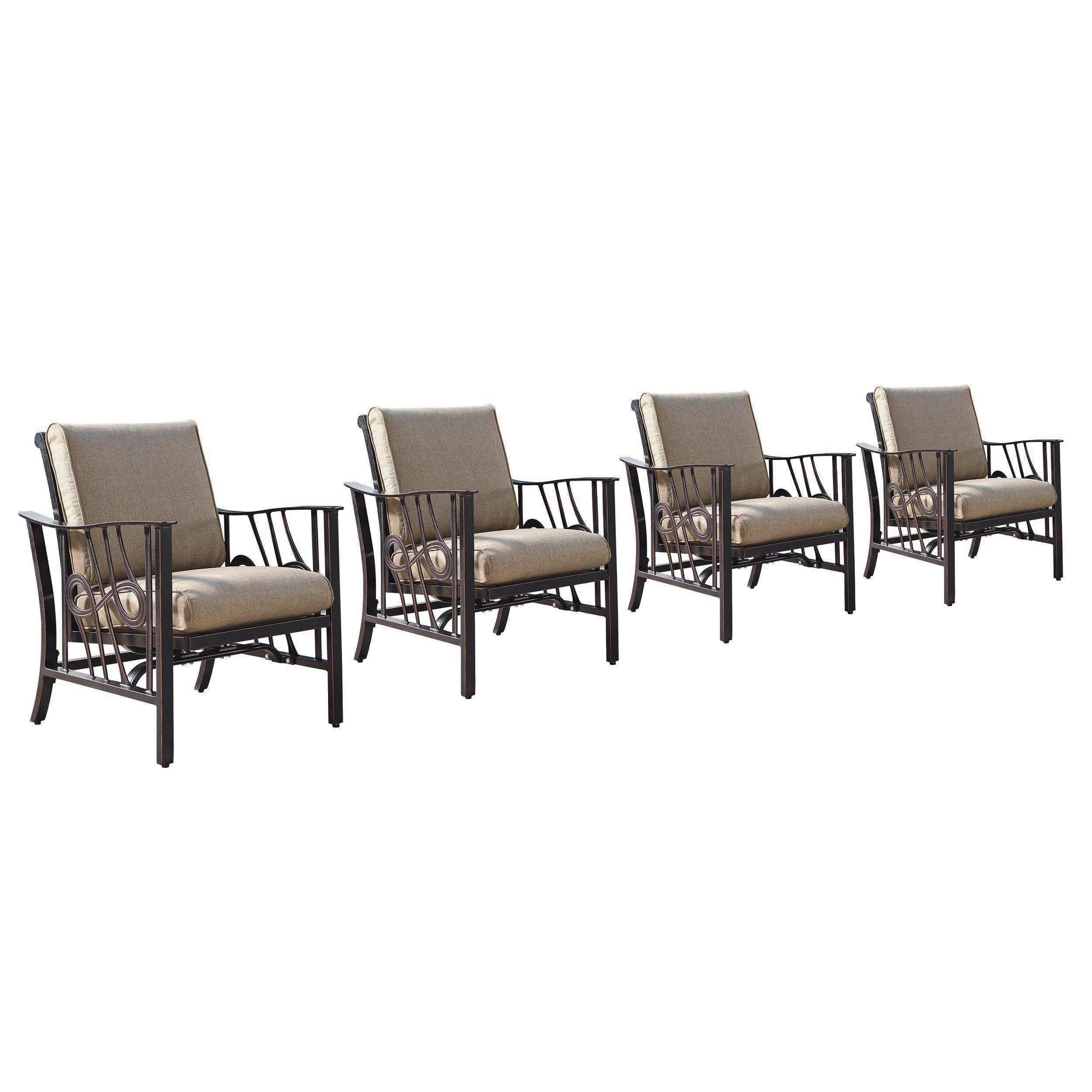 Aluminum Deep Seating Rocking Club Chairs in Antique Copper (set of 4 ...