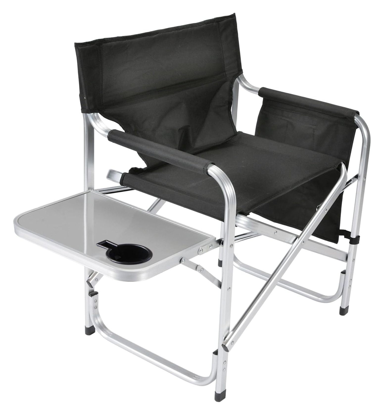 Aluminum Director Chair with Folding Tray and Cup Holder, Black 1 ...
