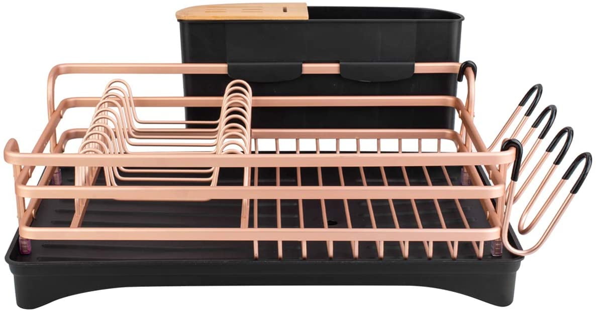 Aluminum Dish Drying Rack,Never Rust Dish Rack with Removable Cutlery ...