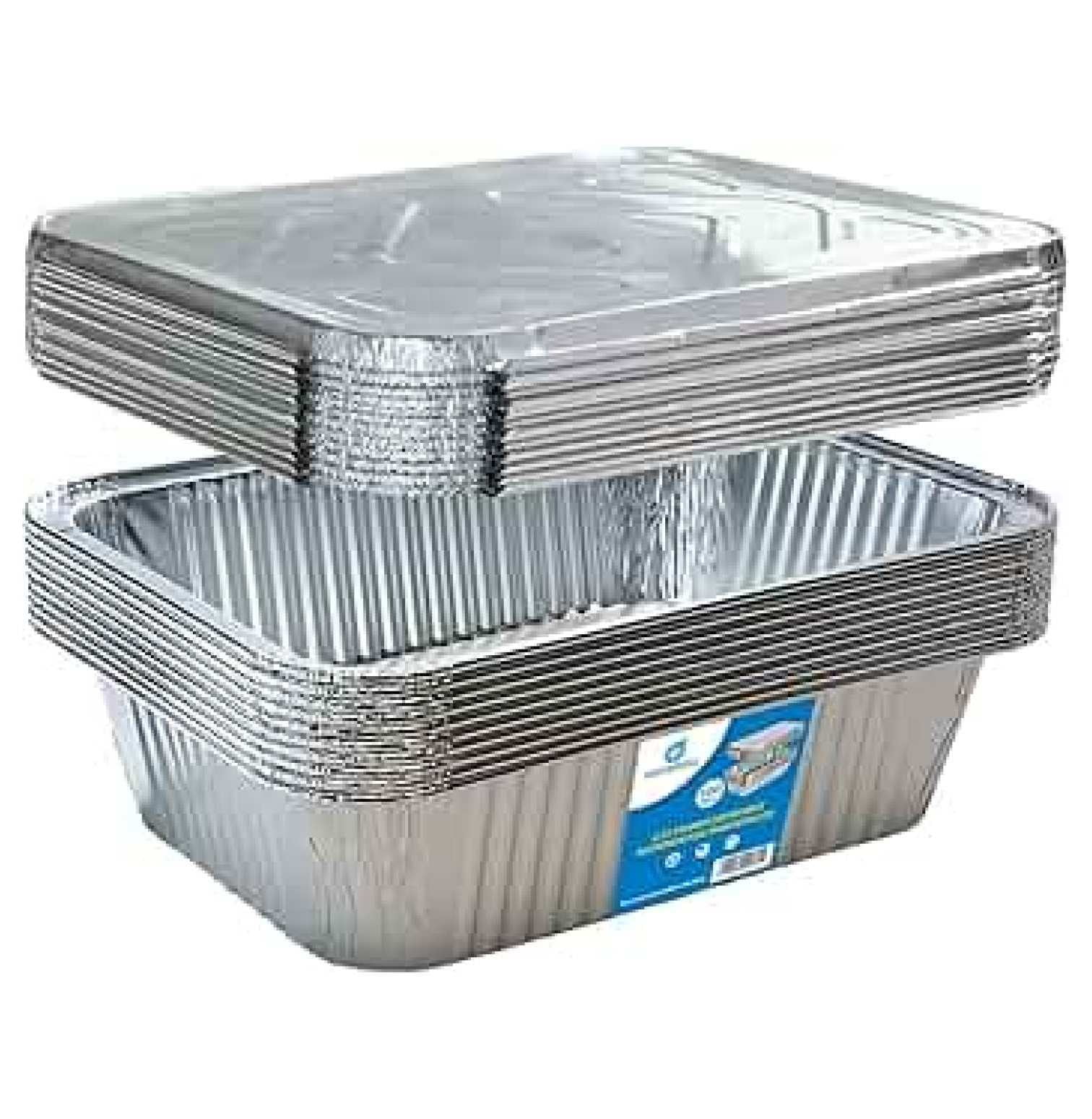 Aluminum Disposable Pans with Lids 100 Pack - 8.5x6x2.5 Inch - 5lb ...